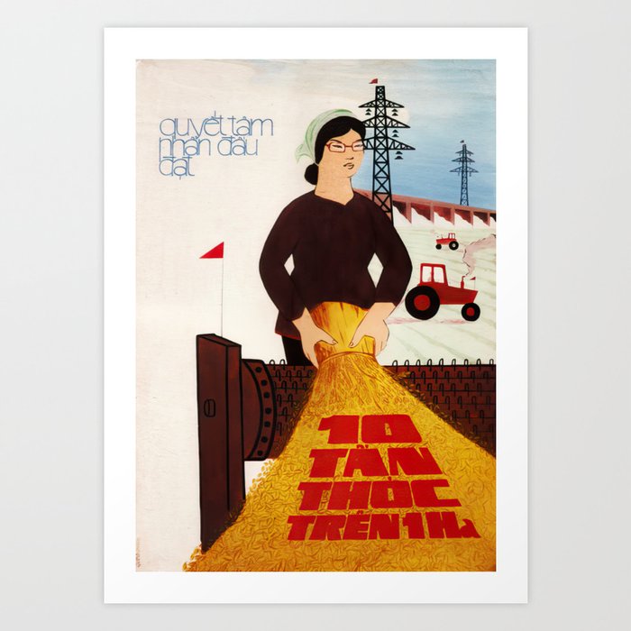 Vietnamese Poster: Determined to achieve 10 tons of rice per hectare ...