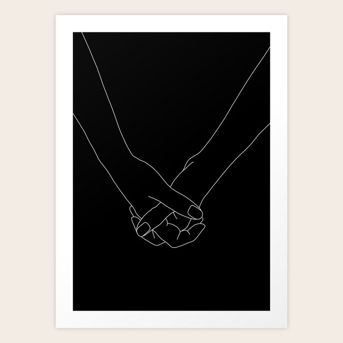 Hands line drawing illustration - Lala Black Art Print by The Colour ...