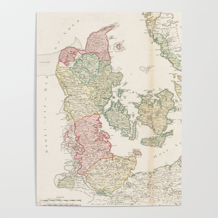 Vintage Map of Denmark (1750) Poster by BravuraMedia | Society6
