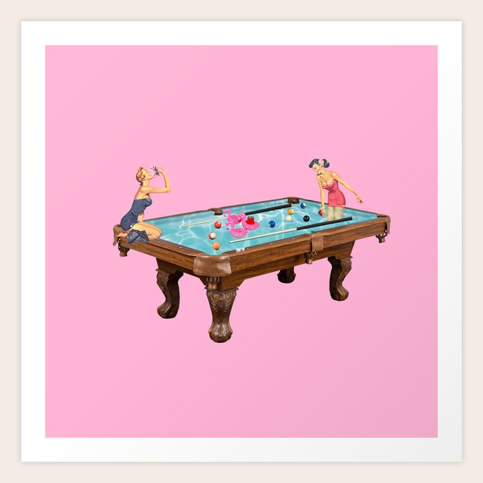pool table pink Art Print by ERICA COVEN | Society6