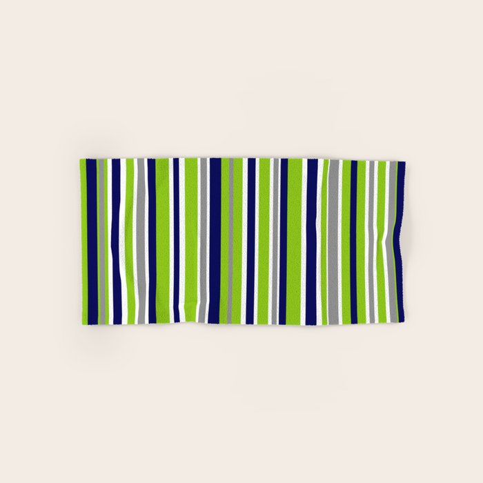 lime green patterned towels