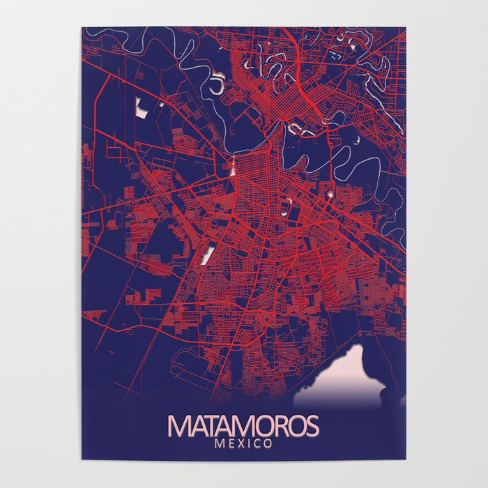 Matamoros, Tamaulipas, Mexico, Germany, Blue City Map Poster by City ...