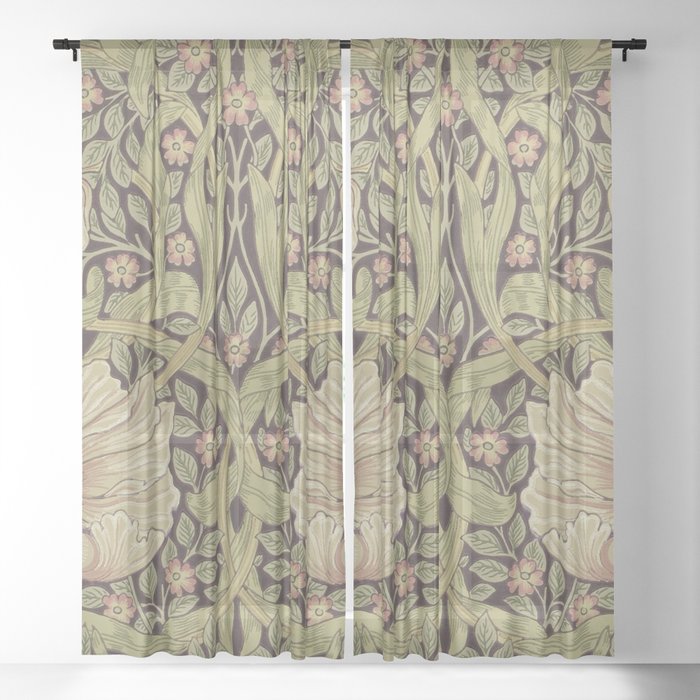William Morris Vintage Pimpernel Bullrush Russet Sheer Curtain by ... William Morris Vintage Pimpernel Bullrush Russet Sheer Curtain by ...