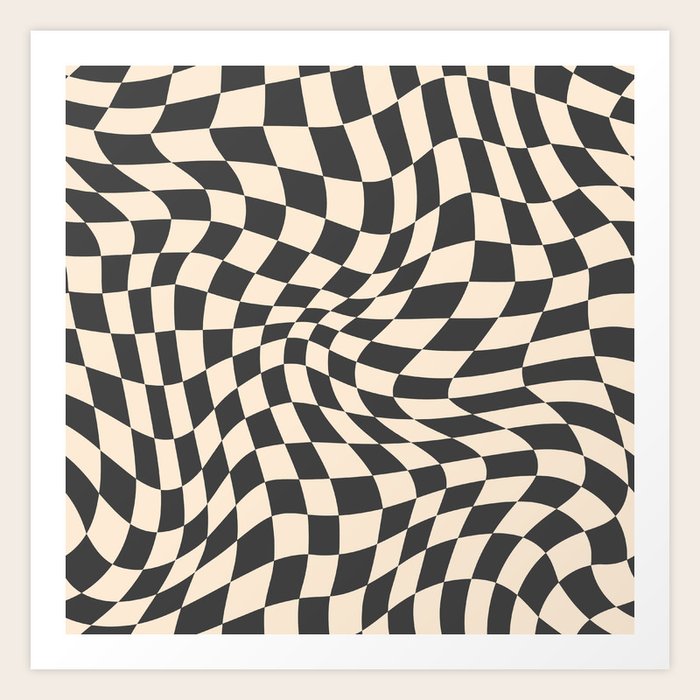 Wavy Twist Psychedelic Checkerboard Art Print by Camila | Society6