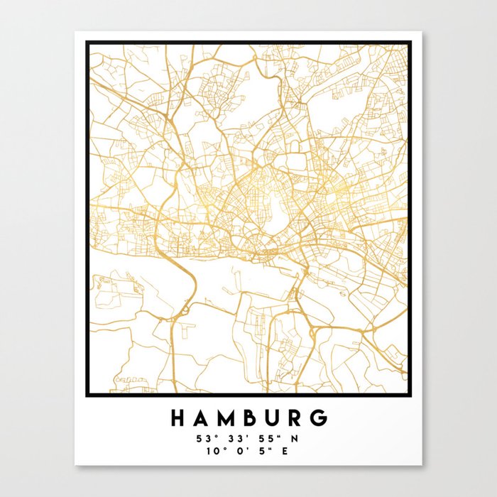 HAMBURG GERMANY CITY STREET MAP ART Canvas Print by deificus Art | Society6
