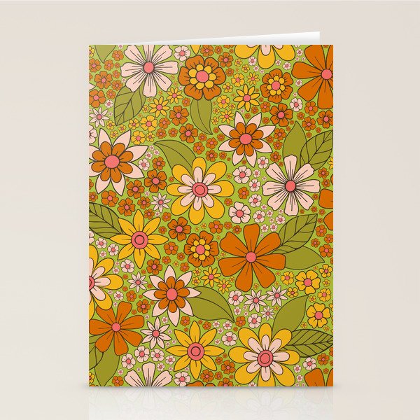 70s orange flower pattern