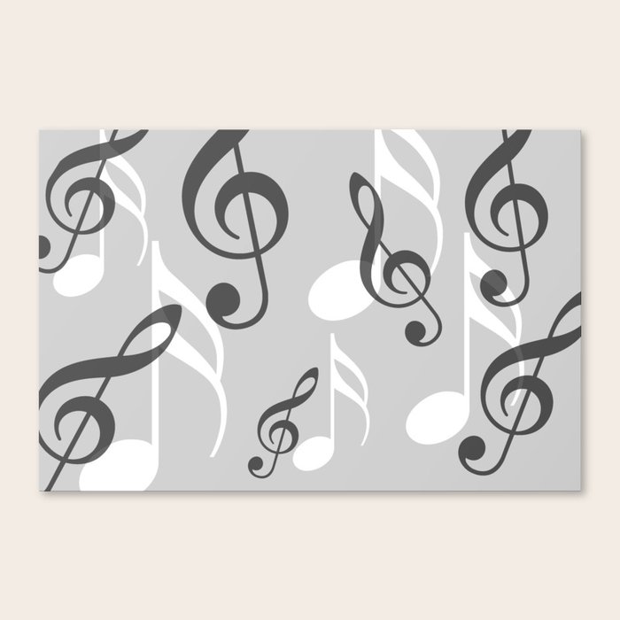 Big Music Notes light grey clef Canvas Print by moveart | Society6