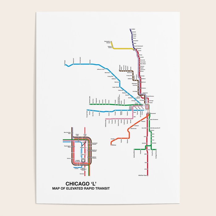 chicago transit map poster