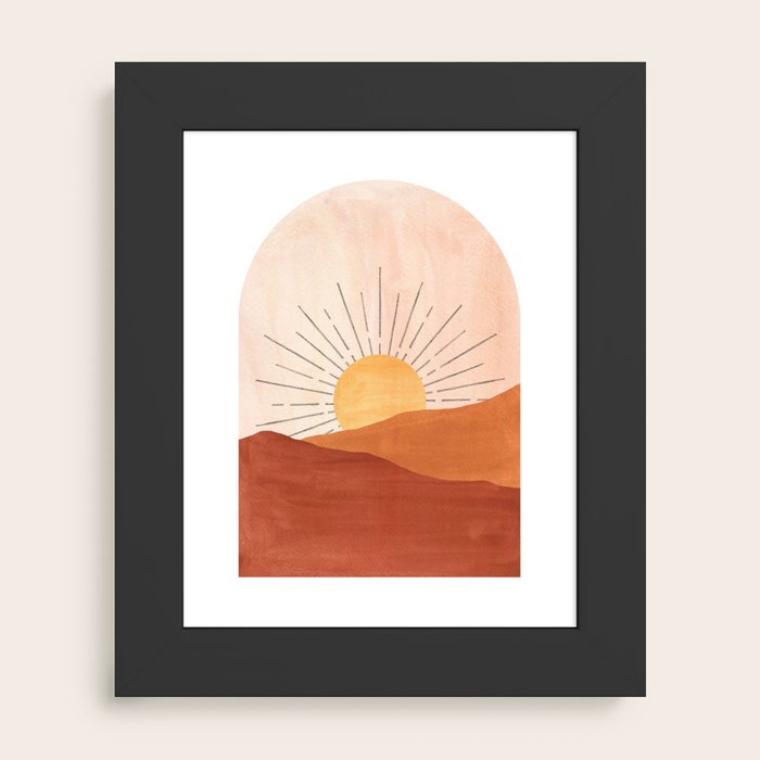 Abstract terracotta landscape, sun and desert, sunrise #1 Framed Art ...