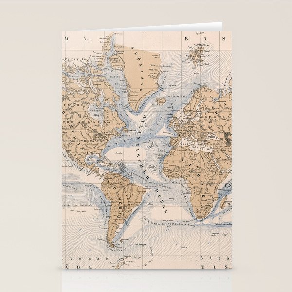 Vintage Map of The World (1884) Stationery Cards by BravuraMedia | Society6