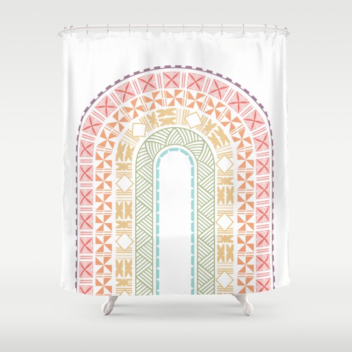 UrbanNesian Tapa Rainbow Shower Curtain by Urban Nesian | Society6