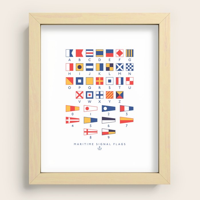 Maritime Nautical Signal Flags Chart - White Recessed Framed Print by ...