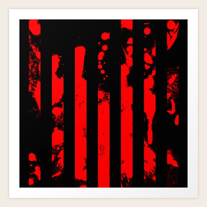 Blood Bars - Geometric, black and red stripes pattern, blood red, paint ...
