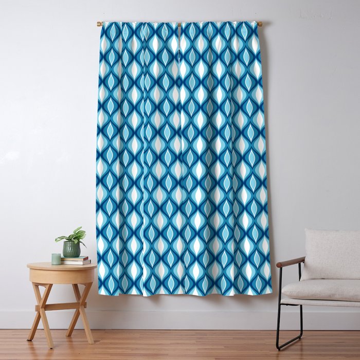 Mid Century Modern Diamonds Denim Blues Blackout Curtain By Mm Gladden