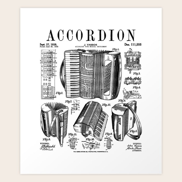 Vintage Accordion Drawing
