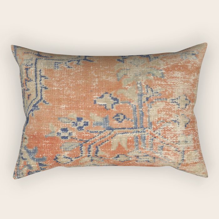 Vintage Woven Navy and Orange Rectangular Pillow by Jennifer Rizzo ...