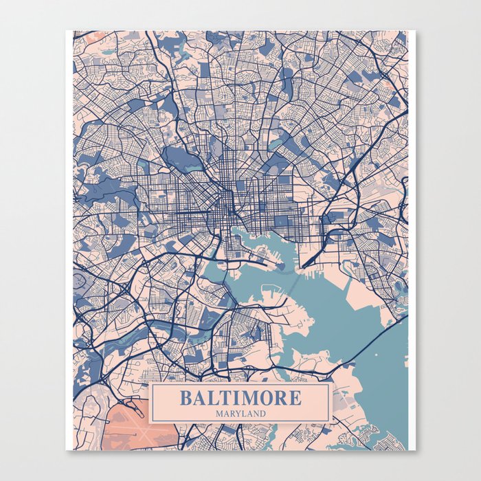 Baltimore vintage city map Canvas Print by Serenity by Alex | Society6