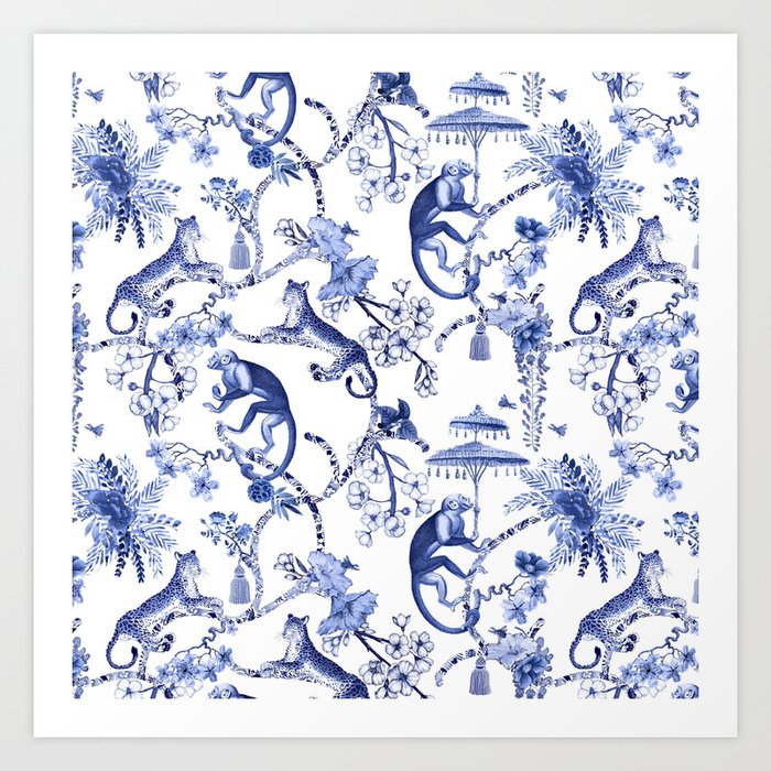 monkey toile wallpaper
