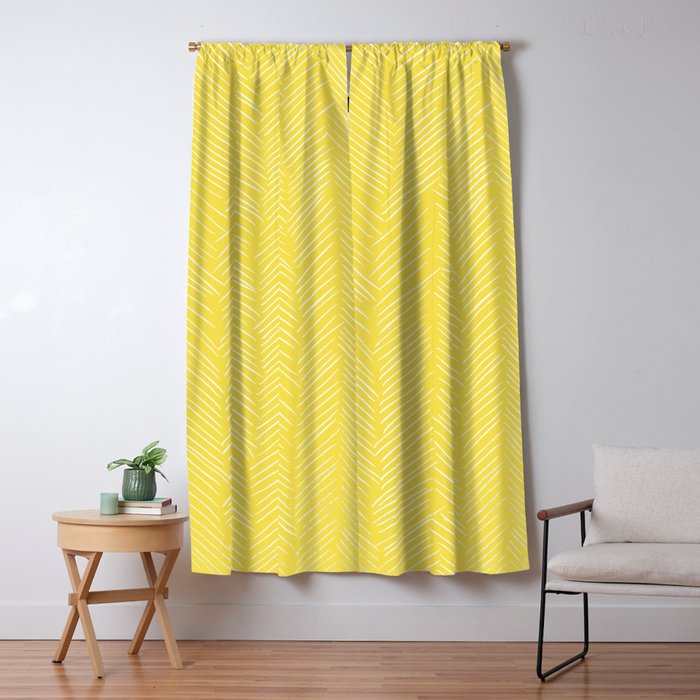 Illuminating Yellow Herringbone Pantone 2021 Blackout Curtain By Simple
