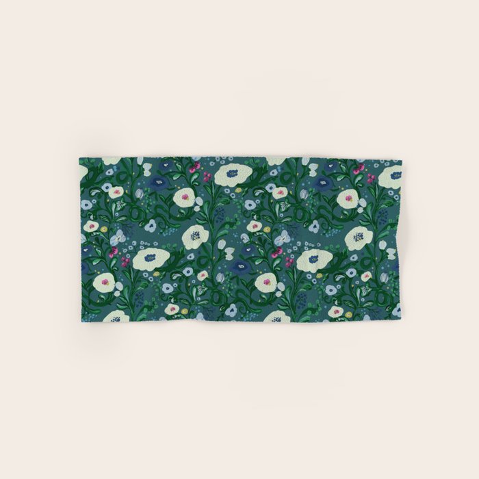 dark green patterned towels