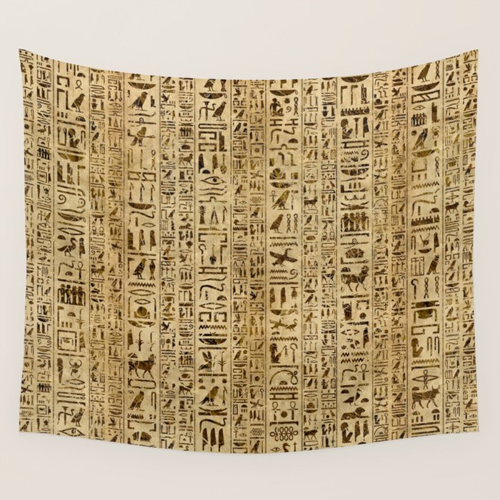 Egyptian hieroglyphs on papyrus Wall Tapestry by Creativemotions | Society6
