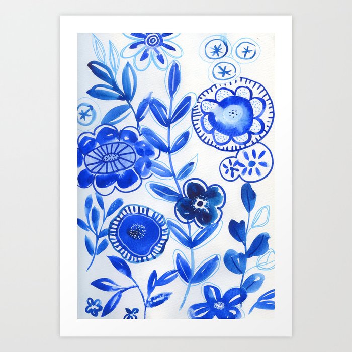 white and blue waterworld Art Print by Andrea Kosar | Society6