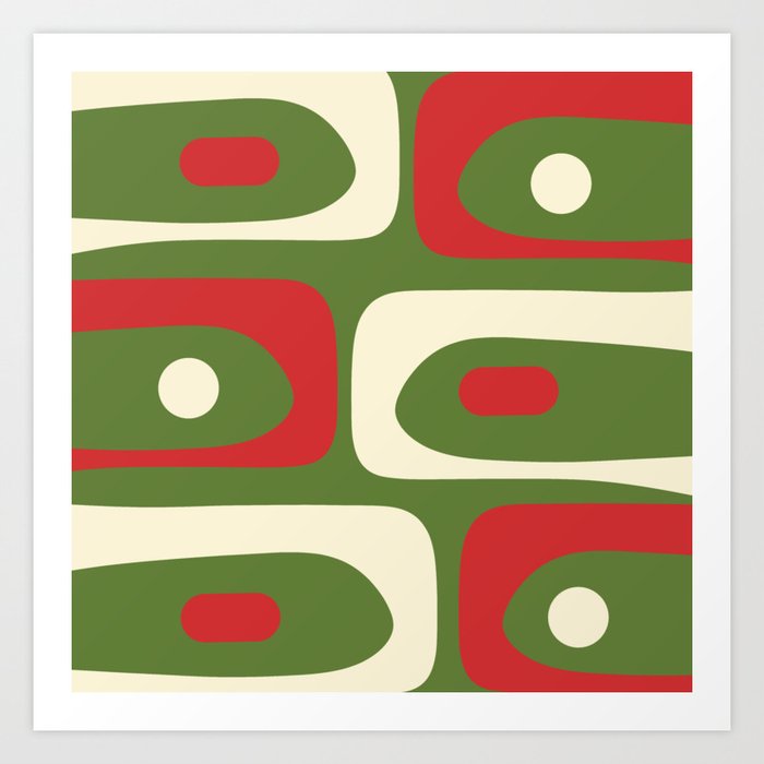 Piquet Mid Century Modern Minimalist Abstract In Retro Christmas Green