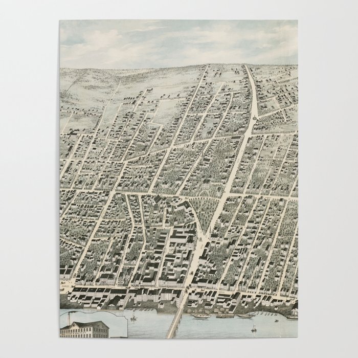 Vintage Pictorial Map of Haverhill MA (1876) Poster by BravuraMedia ...