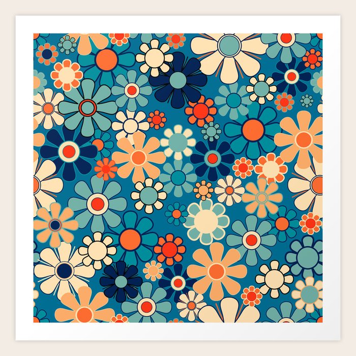 70s patterns blue