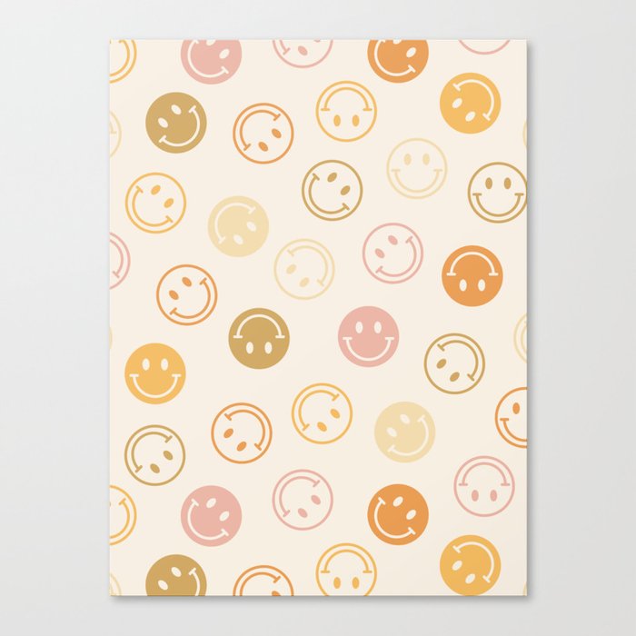 Neutral Smiley Face Pattern Canvas Print by Sundry Society | Society6
