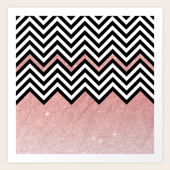 Pink And Gold Chevron Glitter
