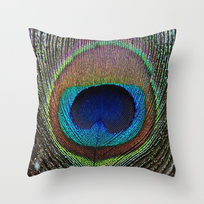 Peacock Feather Throw Pillow By Metallicskin Society6