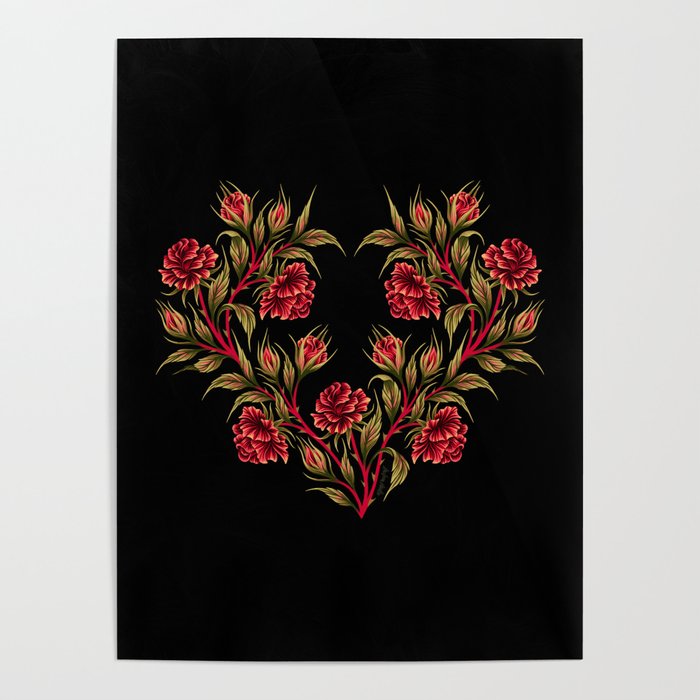 Rose - Red / Green Poster by Andrea Muller | Society6