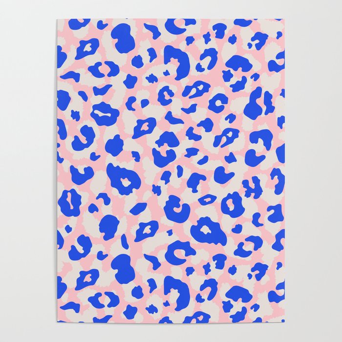 Bohemian Leopard Spots in Blue, Cream and Blush Pink Poster by cadinera ...