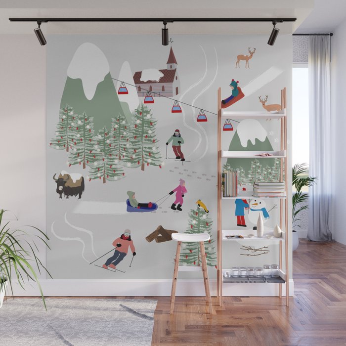 ski mural wallpaper