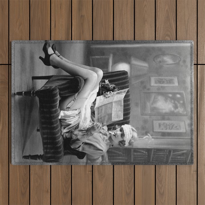 The funny papers; roaring twenties flapper in garter belt and stockings ...