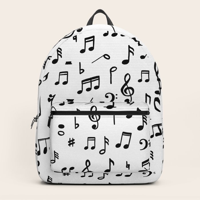 Music notes in black and white Backpack by bigmomentsdesign | Society6