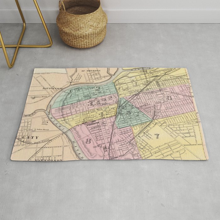 Vintage Map of Dayton Ohio (1872) Rug by BravuraMedia | Society6