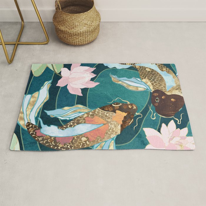 Metallic Koi III Rug by SpaceFrogDesigns | Society6