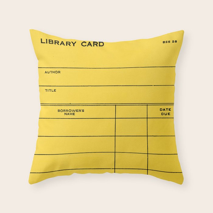 Library Card BSS 28 Yellow Throw Pillow by Gas Station Burrito | Society6