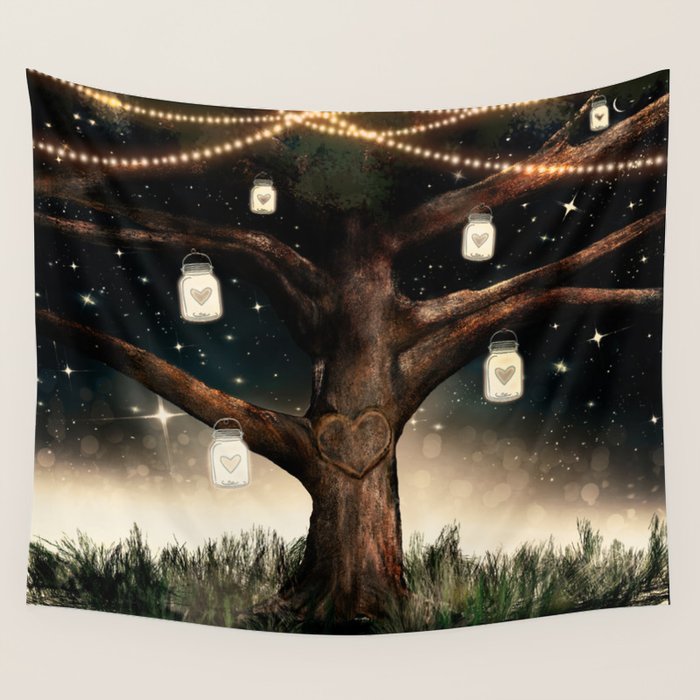 Rustic Mason Jar Tree Wall Tapestry by Hysteria Verve | Society6