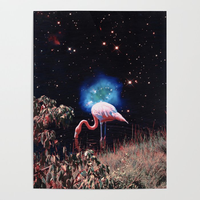 Curious Flamingo - Space Aesthetic, Retro Futurism, Sci-Fi Poster by jessgaspar | Society6