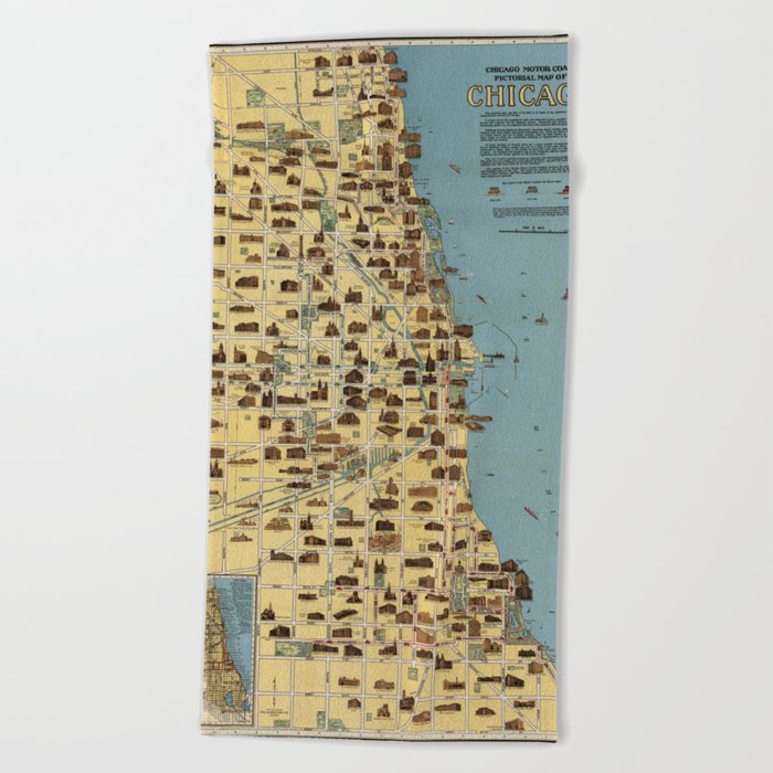 Map of Chicago 1940 Beach Towel by Vintage Maps & Prints | Society6