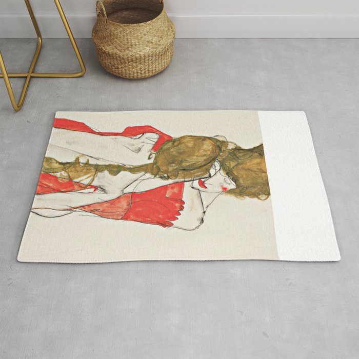 Egon Schiele "Mother and Daughter" Rug by Alexandra_Arts | Society6