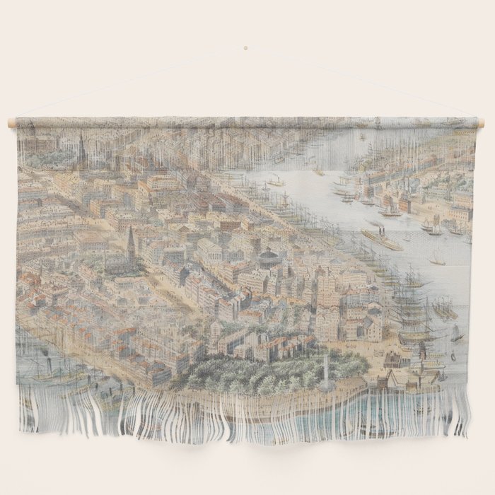 Vintage Pictorial Map of New York City (1852) Wall Hanging by ...