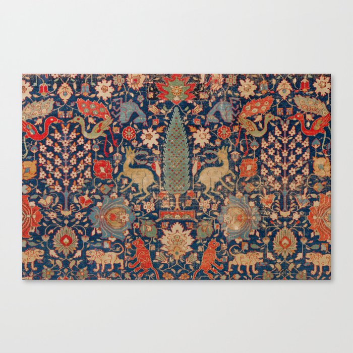 17th Century Persian Rug Print with Animals Canvas Print by Art Culture ...