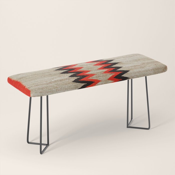 Antique Navajo Rug With Chevron Stripes Print Bench by Vicky Brago ...