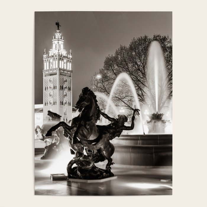 Kansas City Plaza Memorial Fountain and Giralda Tower - Sepia Edition ...
