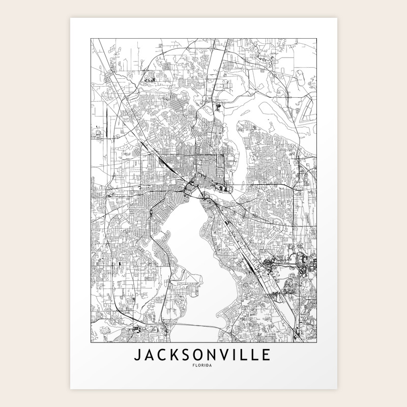 Prints Art & Collectibles Digital Prints Florida Jacksonville map art ...