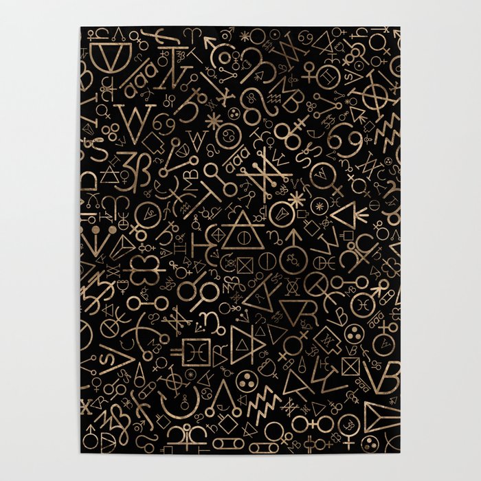 Alchemy symbols and Astrological symbols pattern #2 Poster by ...